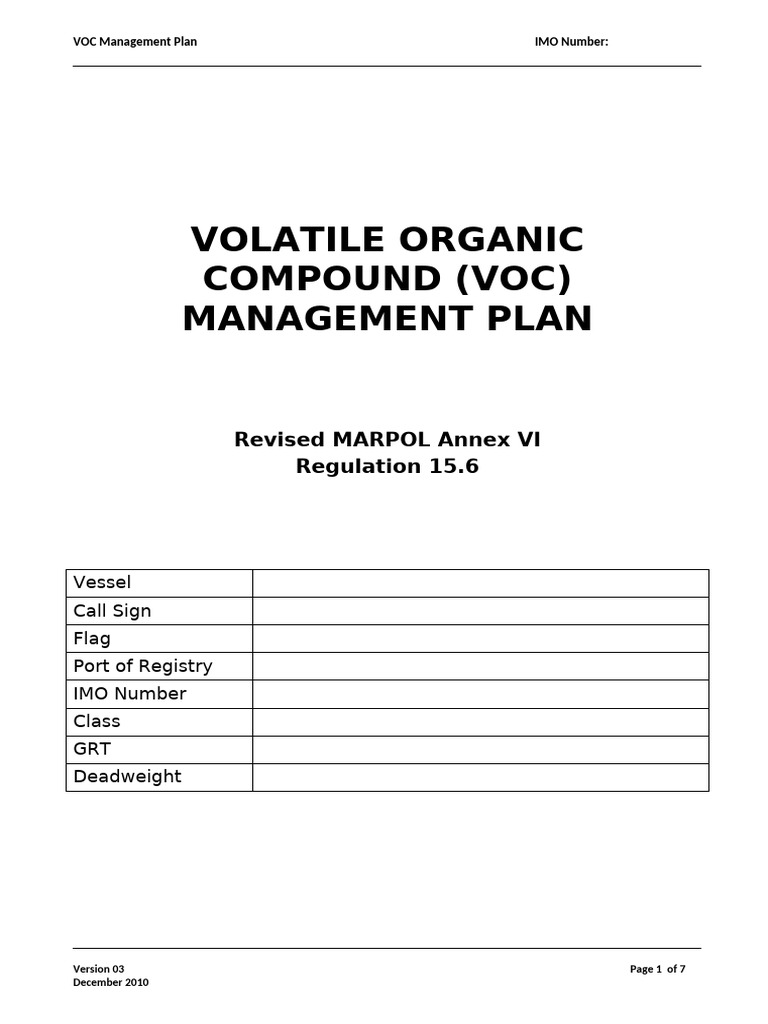 Voc Management Plan - Introduction and Objectives | PDF | Oil Tanker ...
