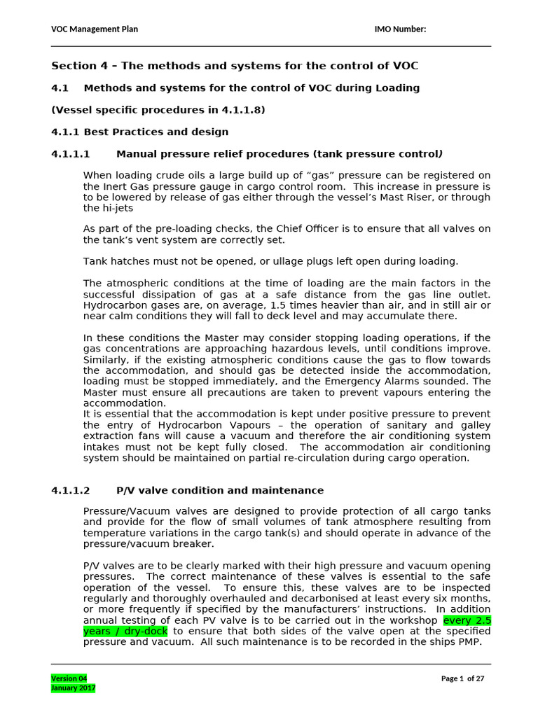 Voc Management Plan - Section 4 - The Methods and Systems For The ...