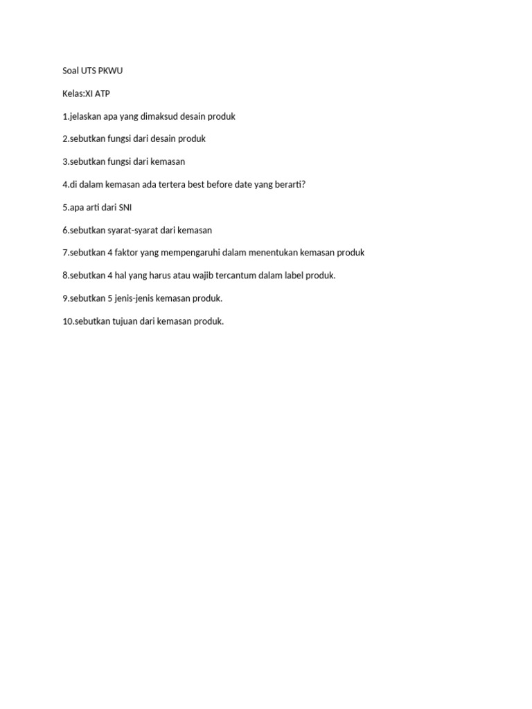 Soal Uts Pkwu-Wps Office | PDF