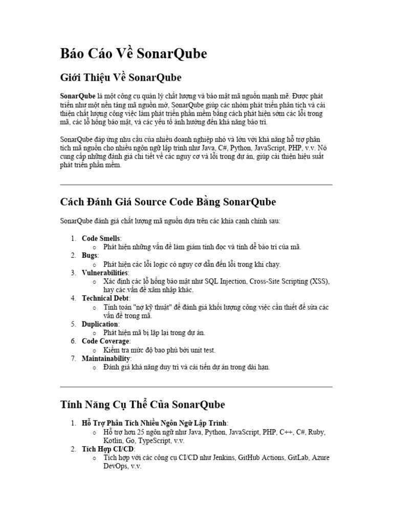 Hướng dẫn cài đặt-Sử dụng SonarQube | PDF
