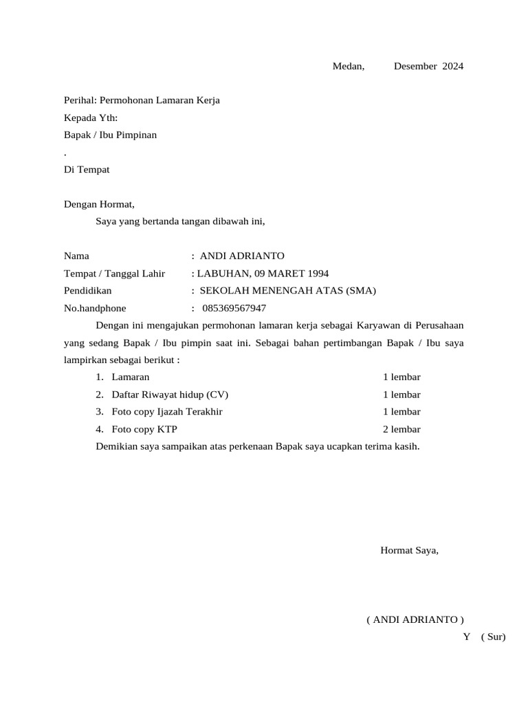 Contoh Lamaran | PDF