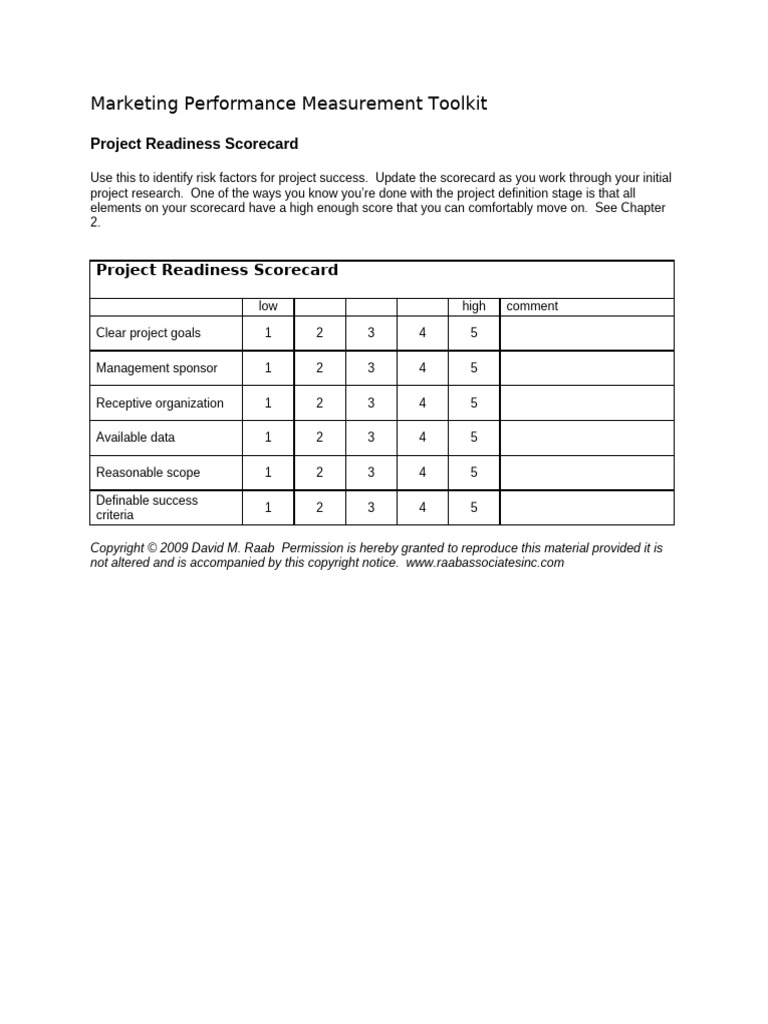 Project Readiness Scorecard | PDF