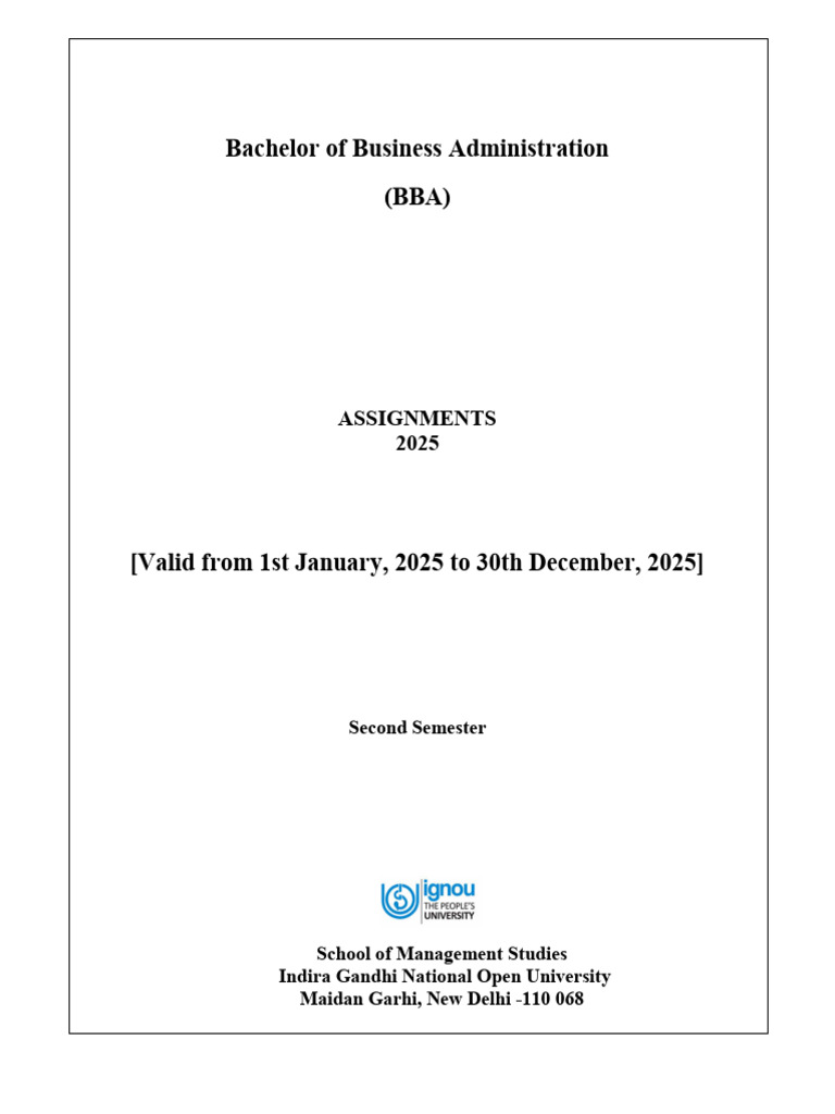 IGNOU BBA Assignments 2025 Guide | PDF | Debits And Credits | Statistics