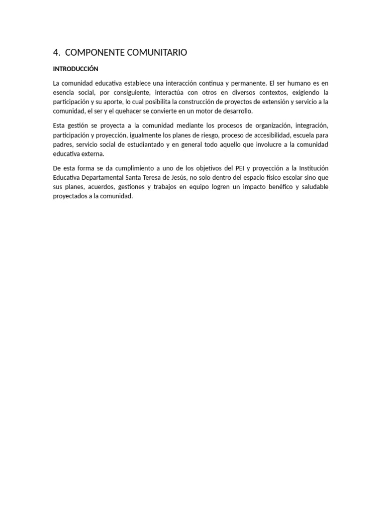 4 Componente Comunitario Introduccion | PDF