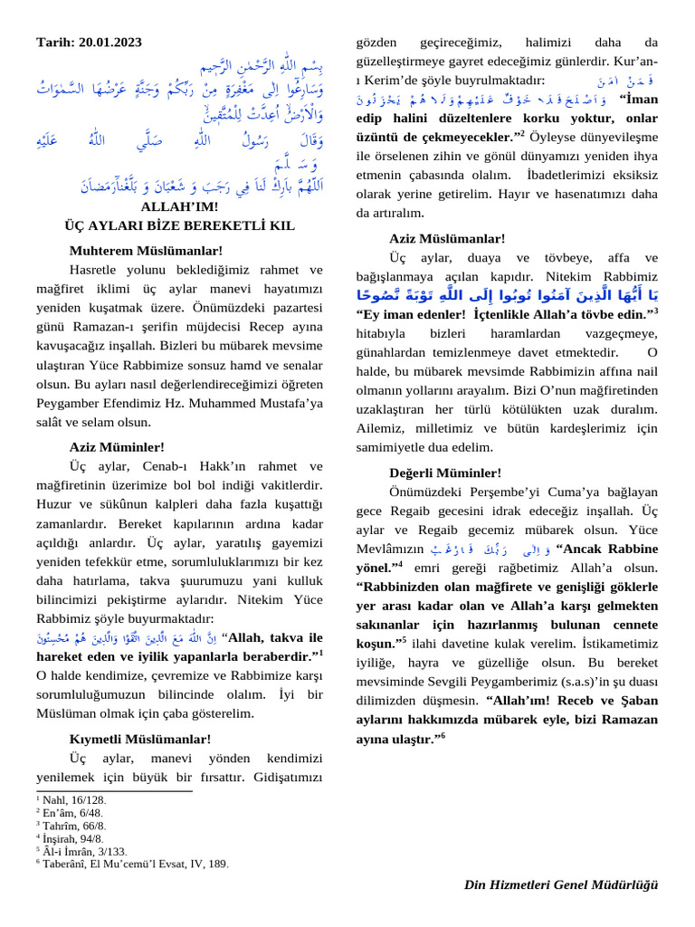 Allahm U776c807 Aylar Bize Bereketli KL | PDF