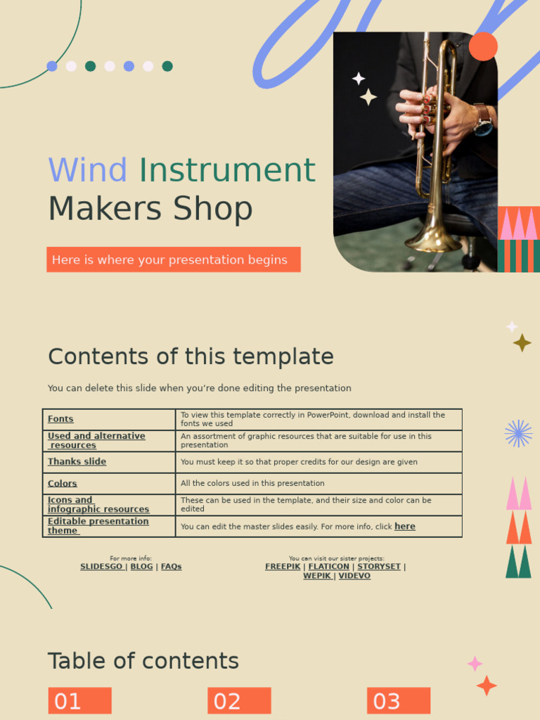 Wind Instrument Makers Presentation Template | PDF | Planets | Saturn