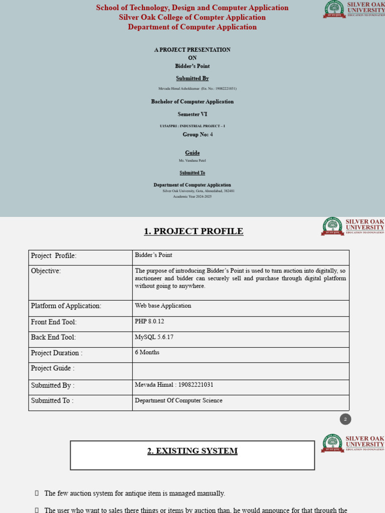 BCA 6th Semester_Project PPT FORMAT (1).pptx | PDF | Auction | Password