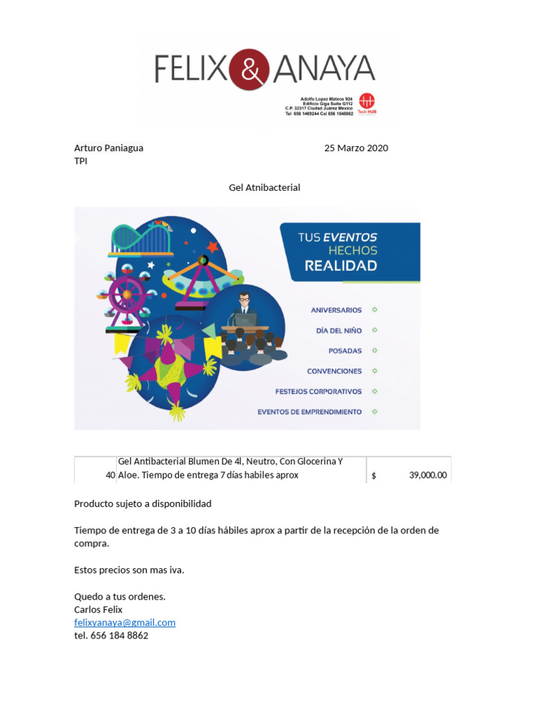 TPI 02 Gel Antibacterial Arturo Paniagua | PDF