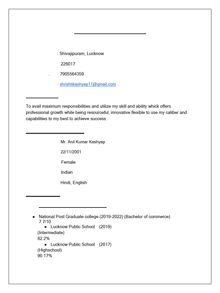 Shrishti Kashyap CV | PDF