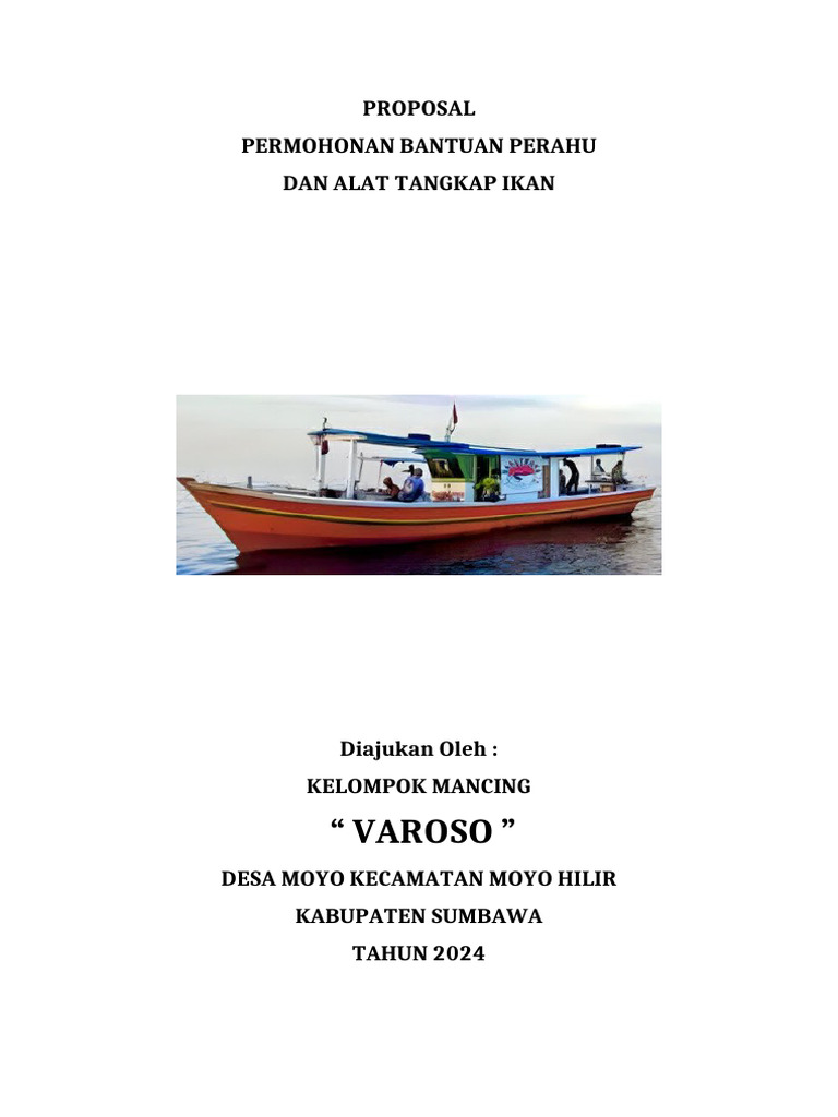 Proposal Bantuan Perahu Nelayan Varoso | PDF