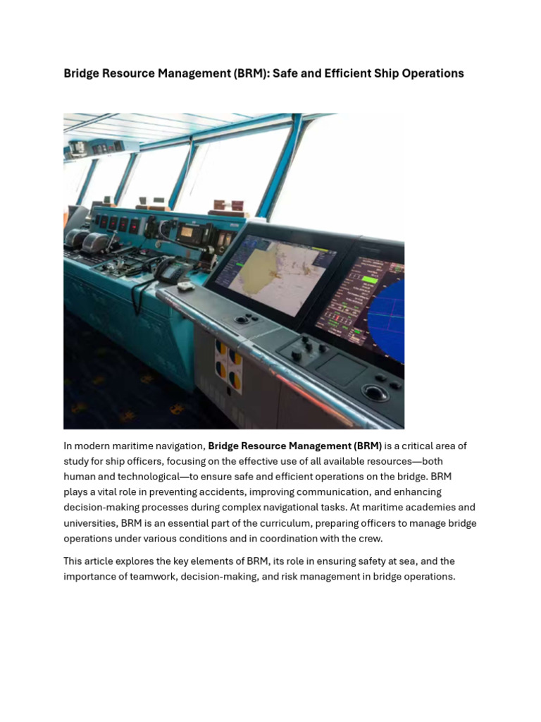 Bridge Resource Management Essentials | PDF | Situation Awareness | Risk