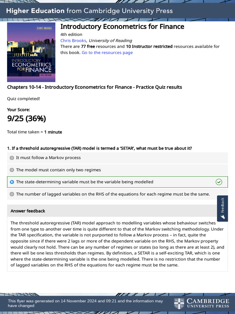 Chapters 10 Practice Quiz | PDF | Fixed Effects Model | Ordinary Least ...