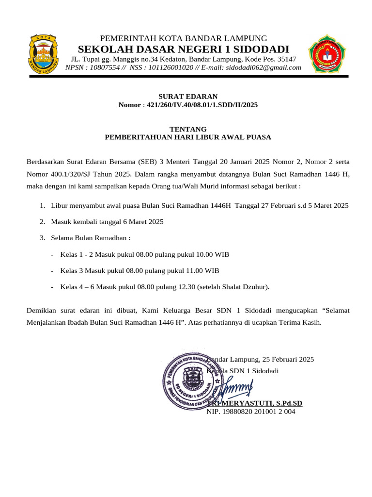 SURAT EDARAN AWAL PUASA | PDF