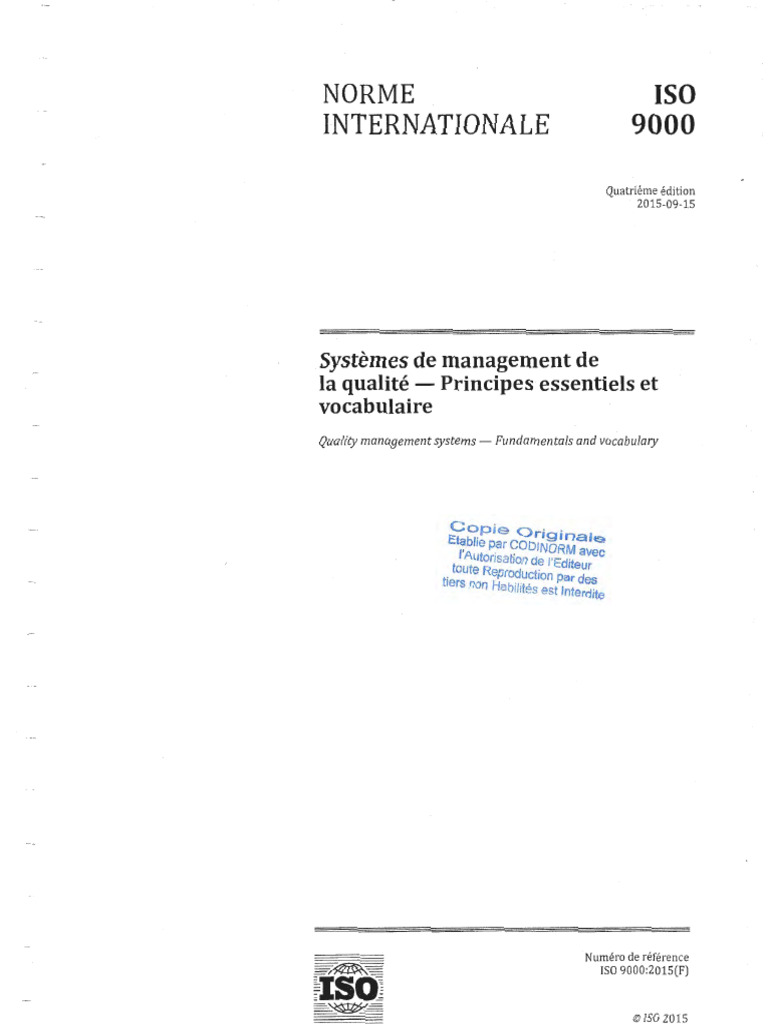 ISO 9000-2015 | PDF | Système de management de la qualité | Management ...