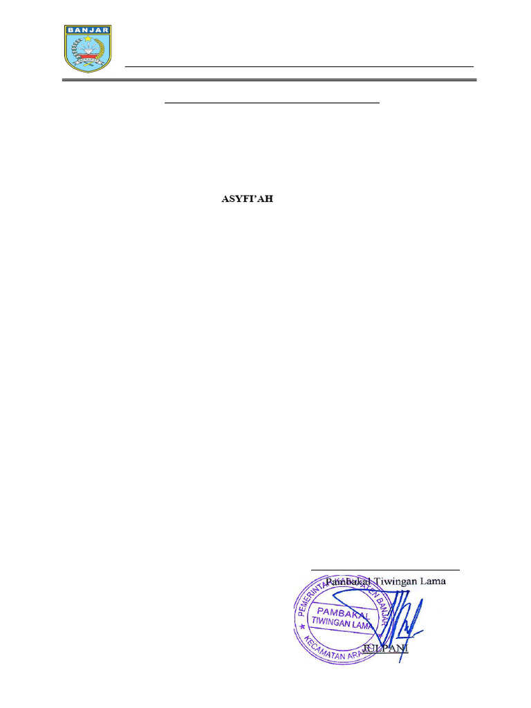 Surat Keterangan Penduduk Tiwingan Lama | PDF