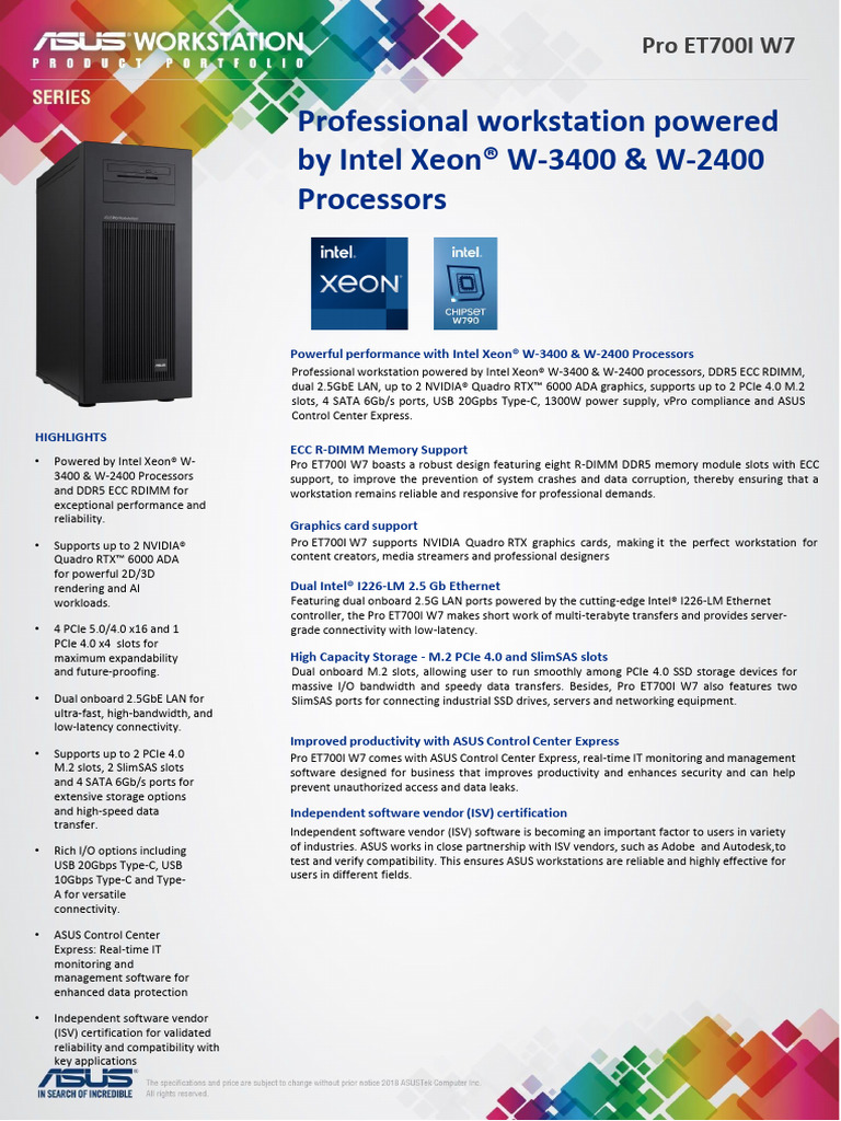 DataSheet Workstation Pro ET700I W7 | PDF | Usb | Computer Hardware