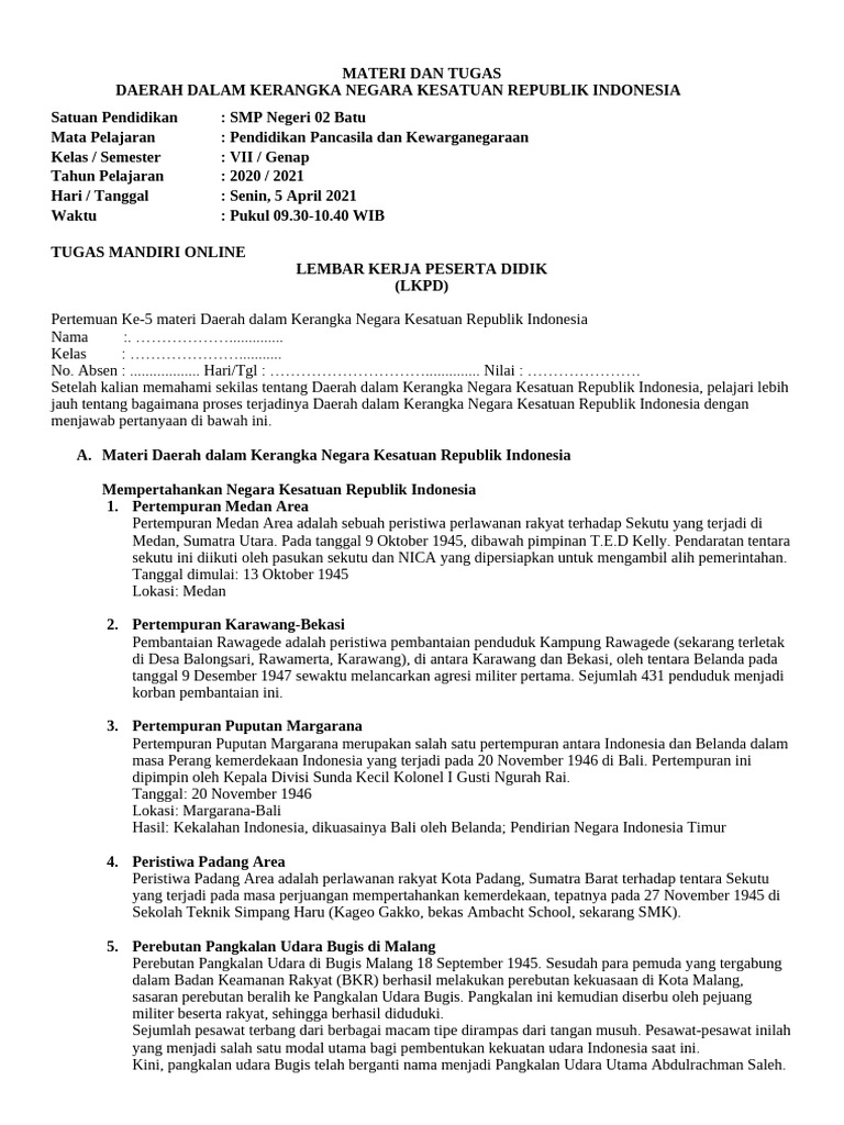 Materi Dan Tugas PPKN 7 | PDF