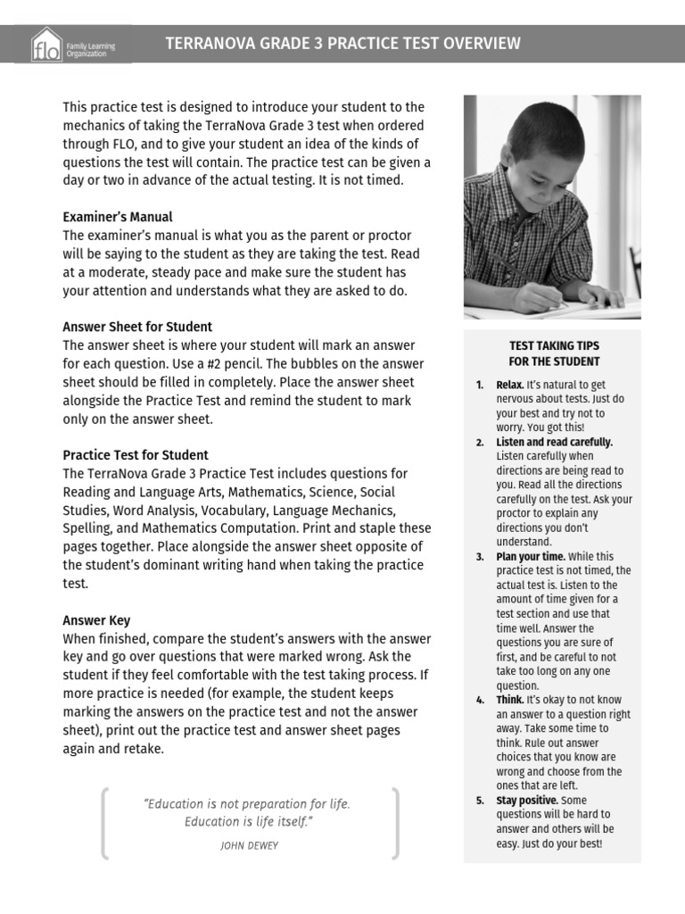Grade 3 TerraNova Practice Test Guide | PDF | Word | Question