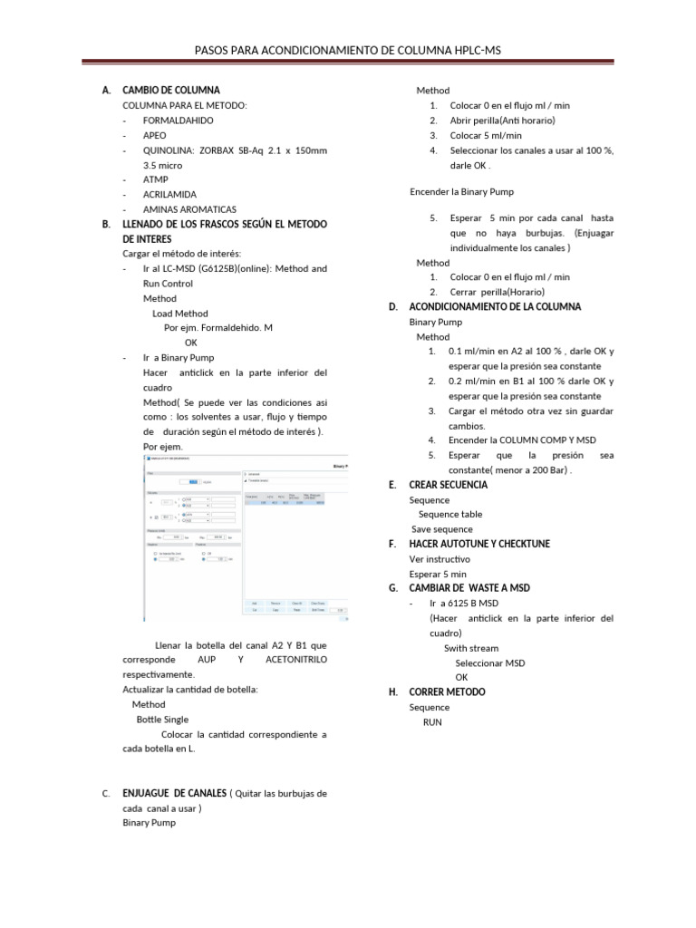 GUIA DE ACONDICIONAMIENTO DE COLUMNA HPLC-MS | PDF