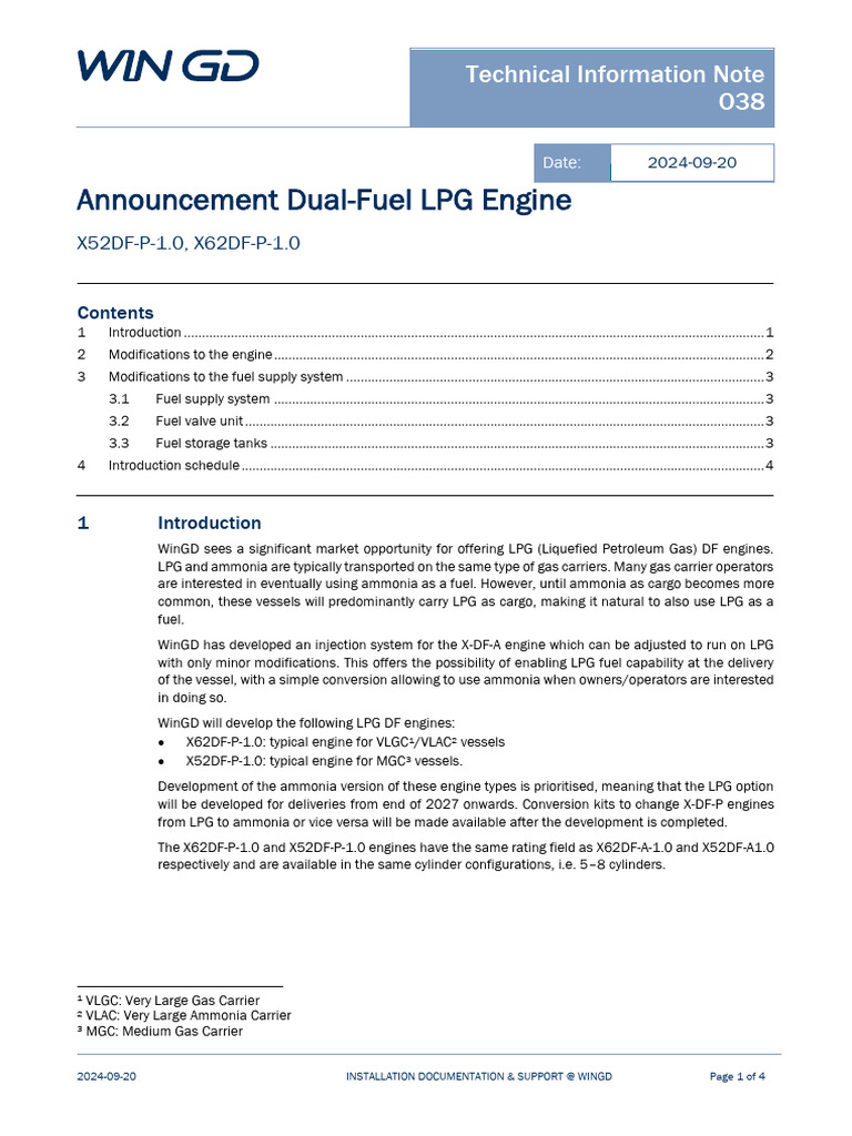 Wingd Tin038 Announcement Dual-Fuel LPG Engine | PDF | Liquefied ...