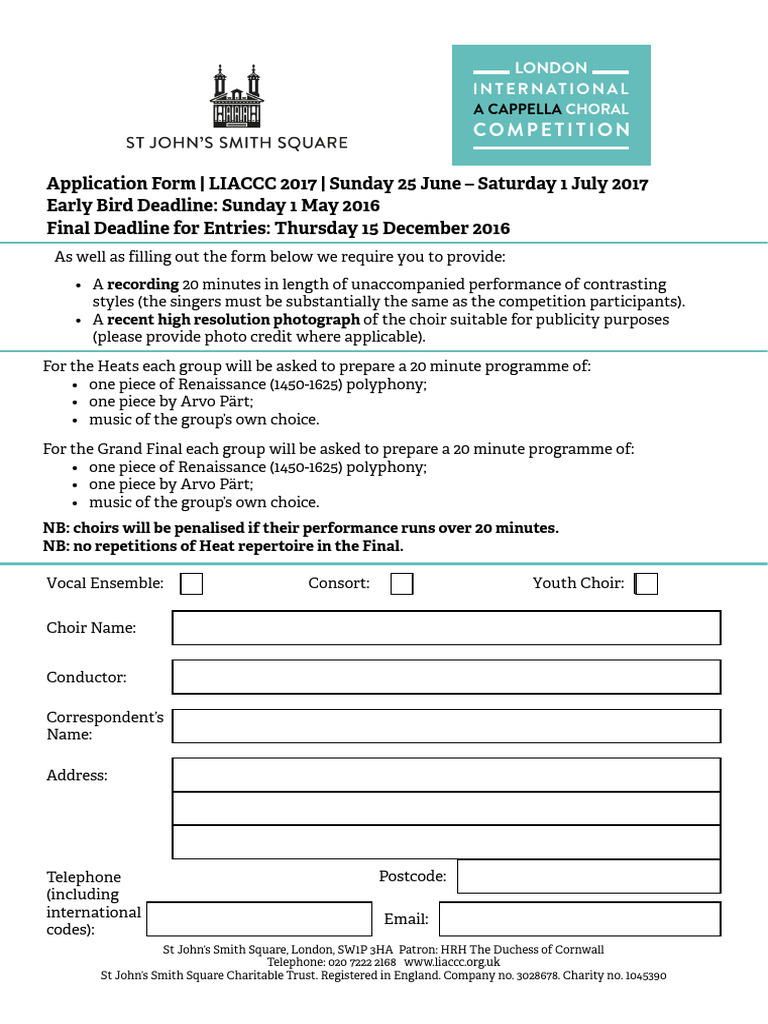 Liaccc Application Form 2017 | PDF | Choir | Performing Arts