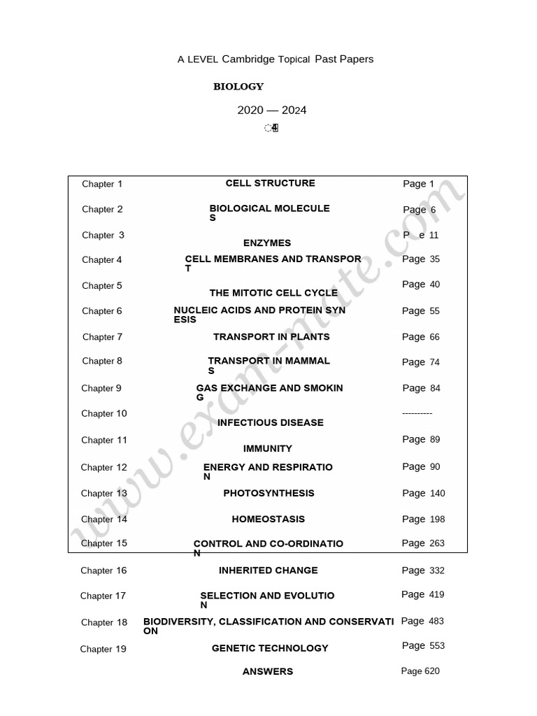 Biology 9700 p4 File T NG | PDF | Biology | Mitosis