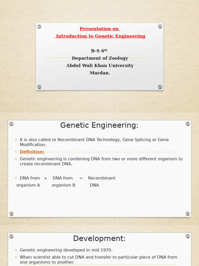 Genetic Engineering Intro | PDF | Genetic Engineering | Molecular Cloning