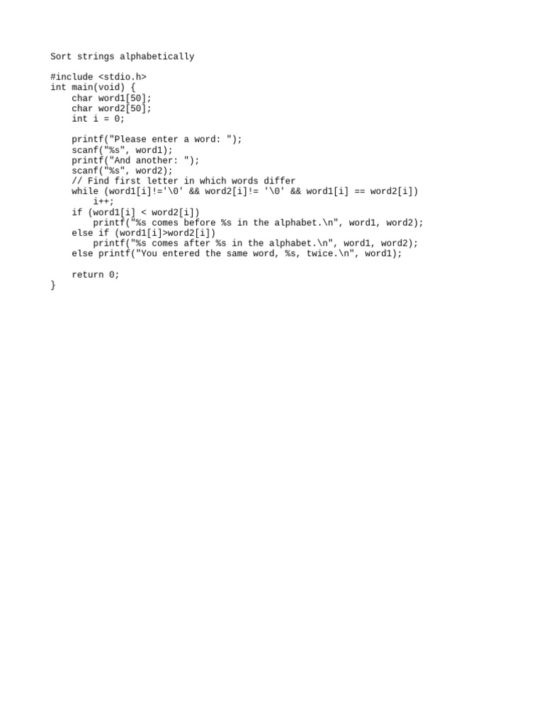 Sort Strings Alphabetically | PDF Sort Strings Alphabetically | PDF