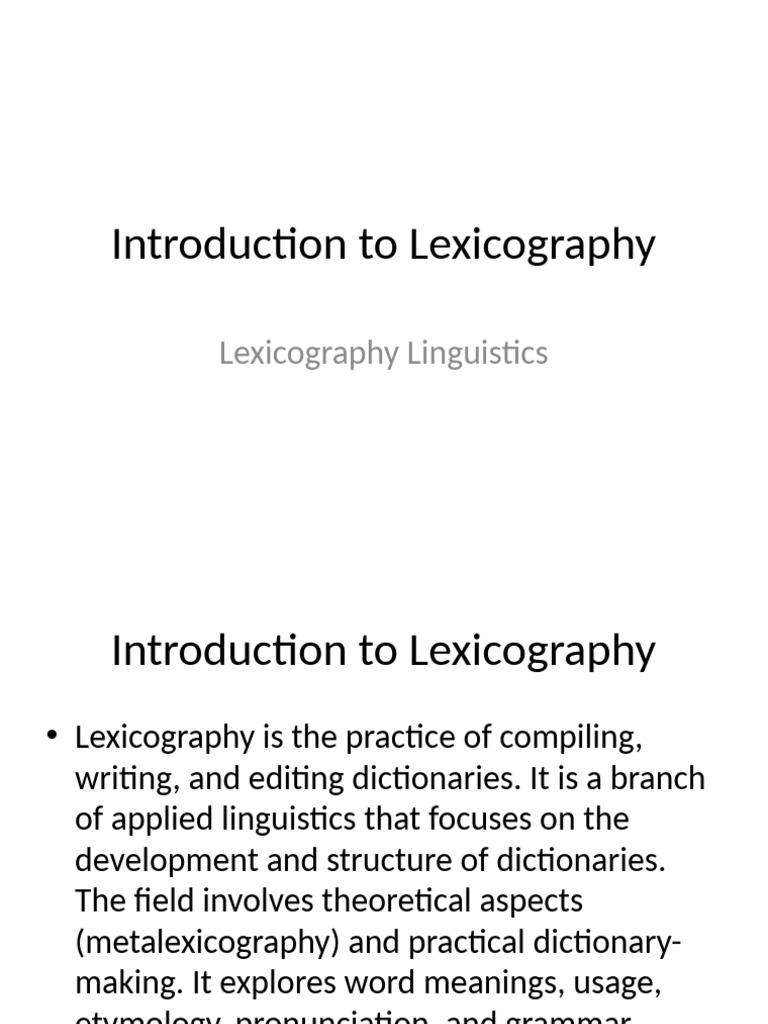 Introduction to Lexicography | PDF