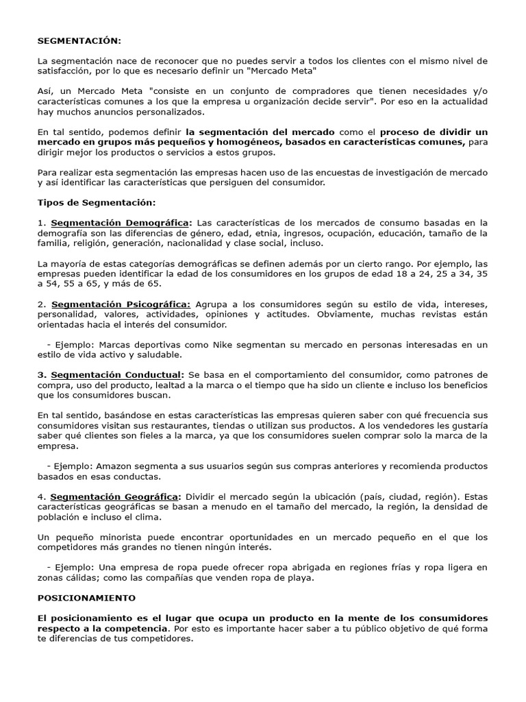 Tema Explicado Consigna 5 Segmentacion y Posicionamiento | PDF | Segmentación de mercado | Marca