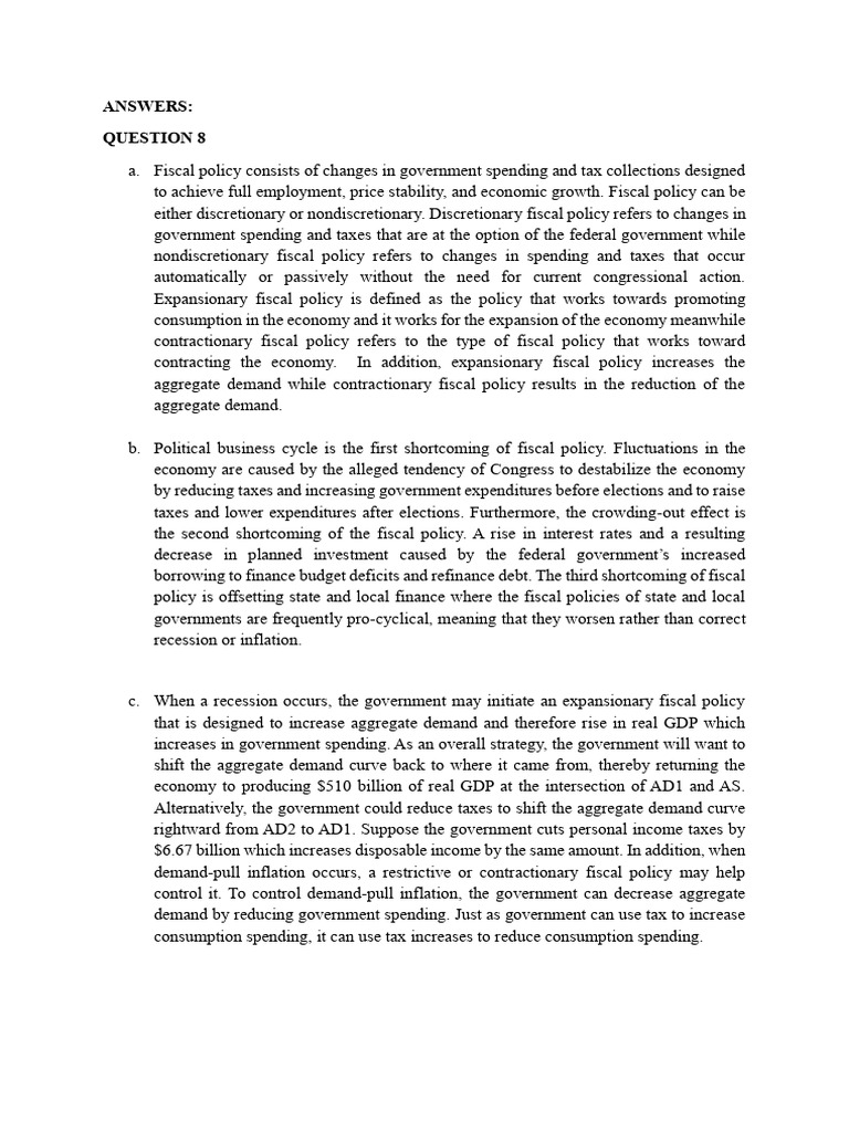 Assignment ECON 1610 | PDF | Fiscal Policy | Government Spending