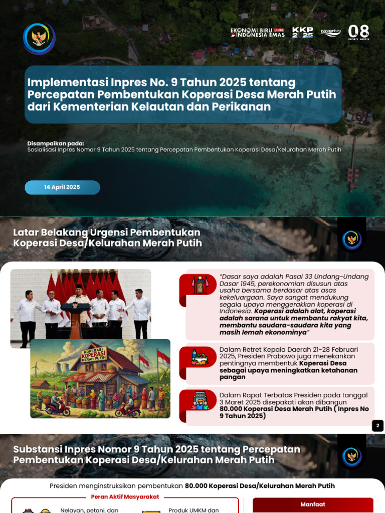 (MENKP) 2025.04.14. KKP - Implementasi Inpres 9 Tahun 2024 Tentang Percepatan Pembentukan ...