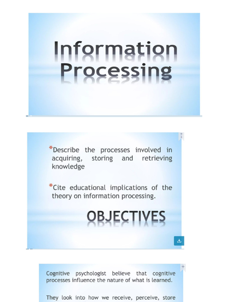 Information Processing Theory 1 | PDF