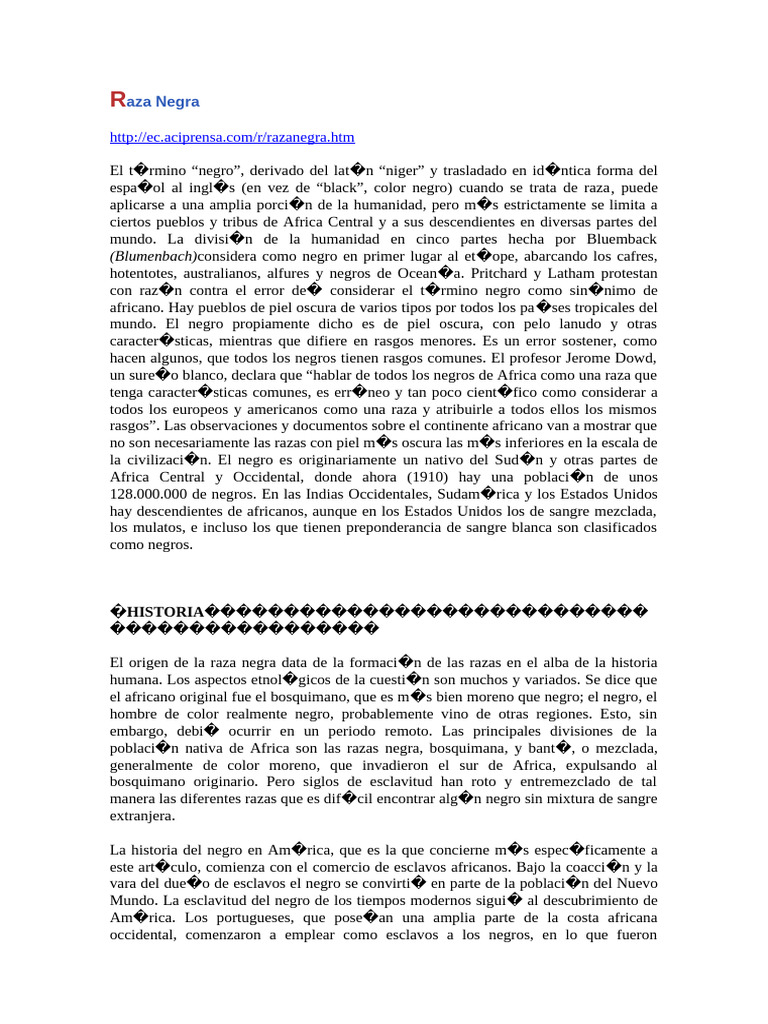 Historia y características de la raza negra | PDF | Esclavitud | Jamaica