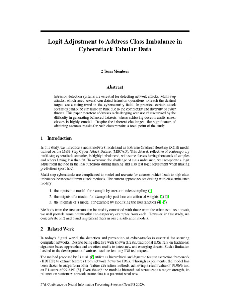 Logit Adjustment To Address Class Imbalance in Cyberattack Tabular Data | PDF | Denial Of ...
