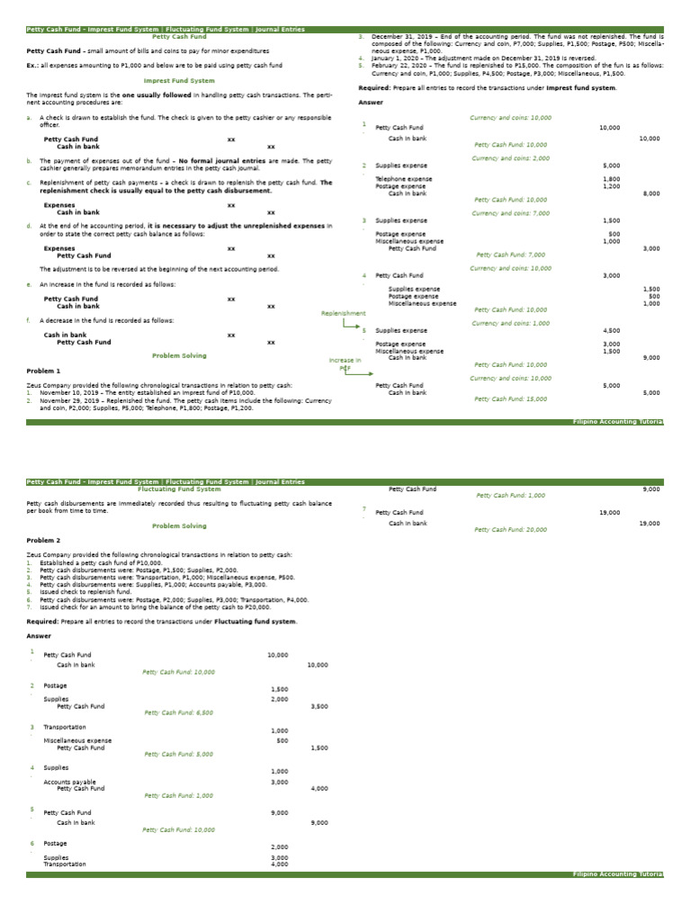 IA1 - 001-Petty Cash Fund (Imprest Fund System, Fluctuating Fund System ...