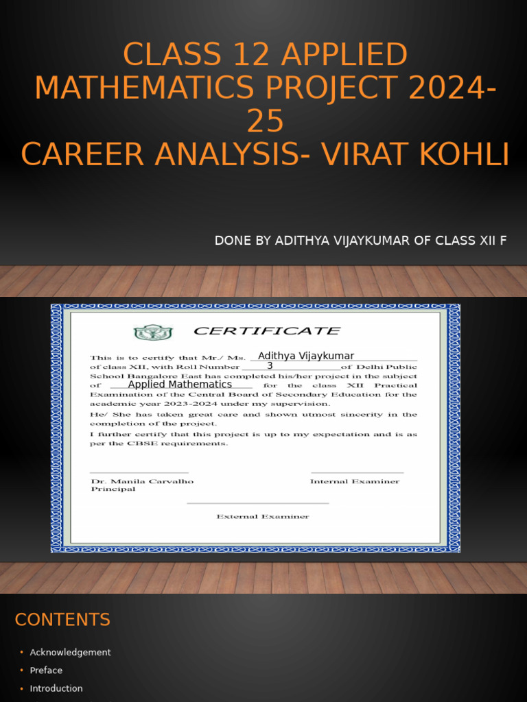 Class 12 Applied Mathematics Project 2024-25 | PDF | Bowling (Cricket ...