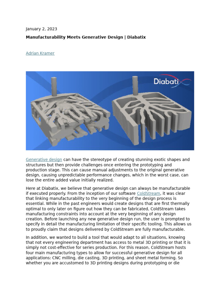 Manufacturability Meets Generative Design - Diabatix: Adrian Kramer ...