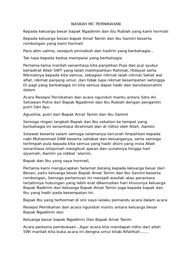 naskah mc pernikahan | PDF