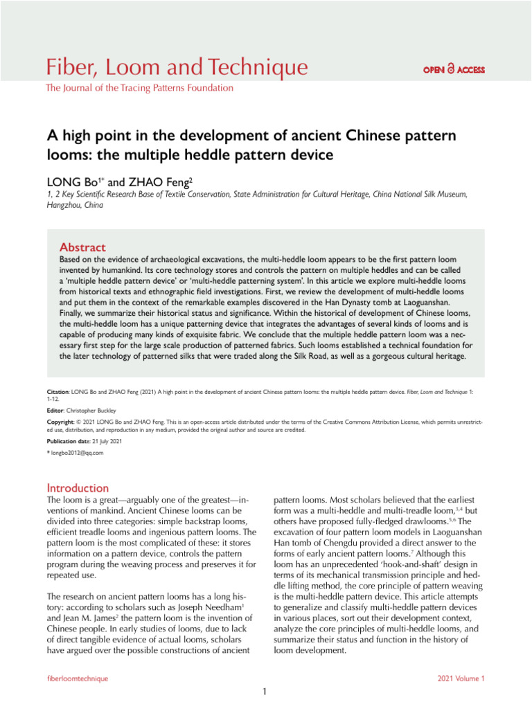 A High Point in The Development of Ancient Chinese Pattern Looms 2 ...