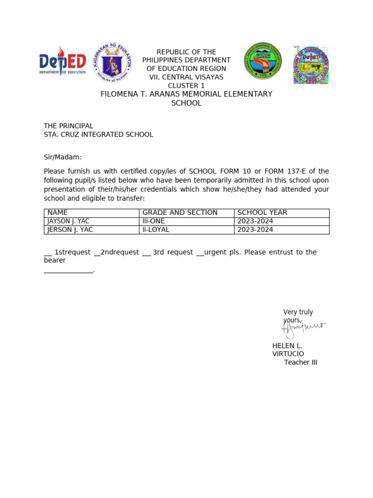 REQUEST-FORM10 jayson yac and jerson yac (1) | PDF
