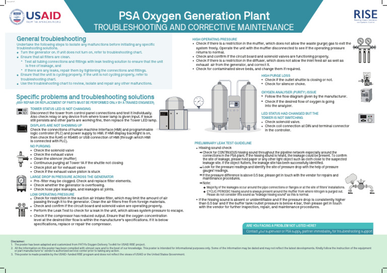PSA Oxygen Plant Troubleshooting Guide | PDF | Leak | Valve