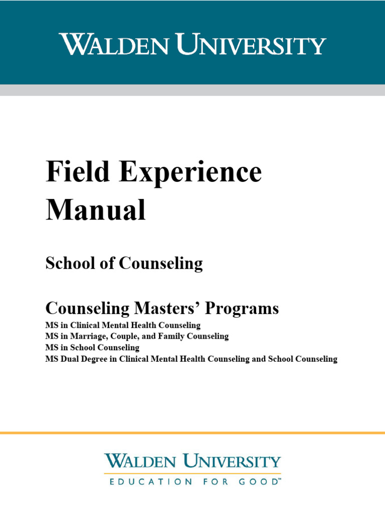 Field Experience Manual | PDF | Counseling Psychology | School Counselor
