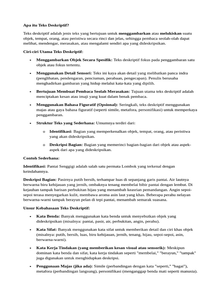 Apa Itu Teks Deskriptif | PDF
