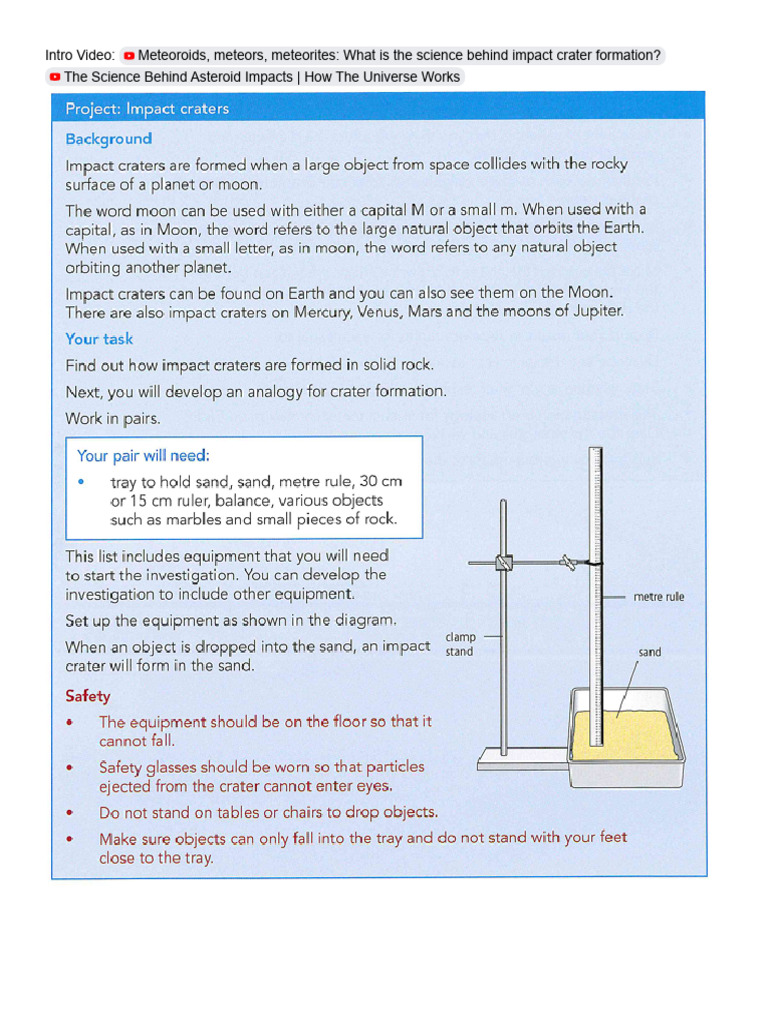 Y9 Unit 6 Project - Impact Craters | PDF