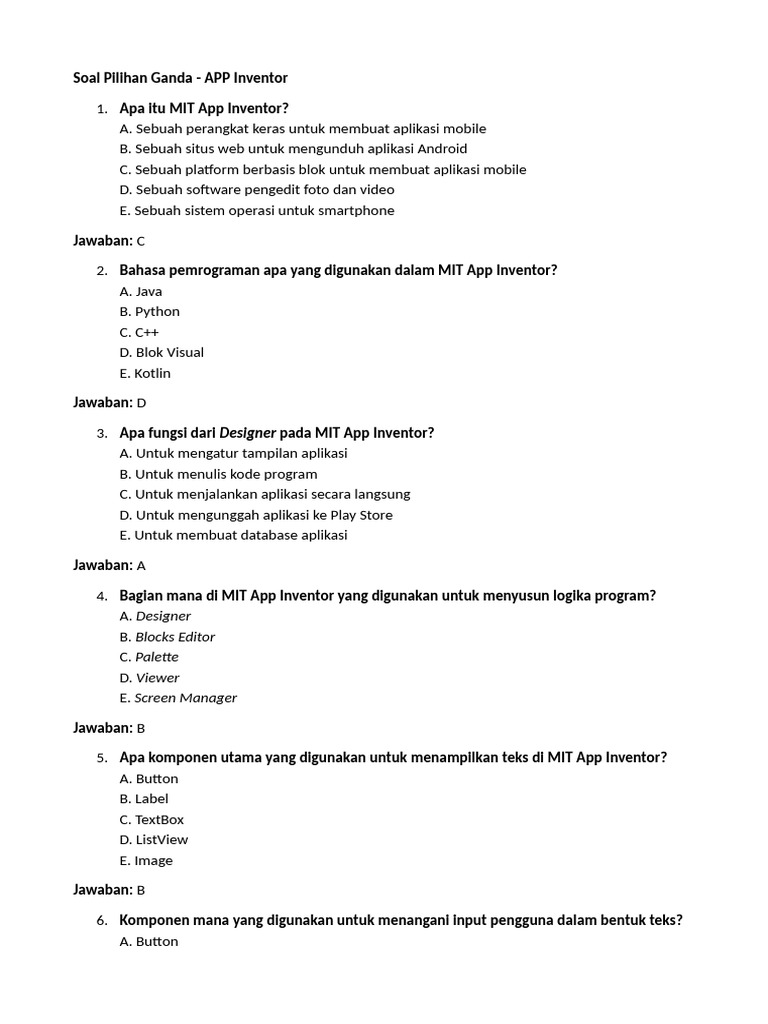SOAL UHB Informatika Kelas X SMT 2 2025 | PDF