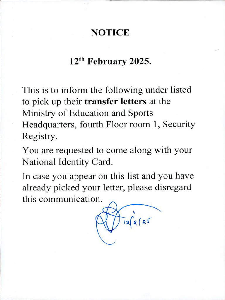 Gse Transfer Letters 12TH Feb 2025 | PDF