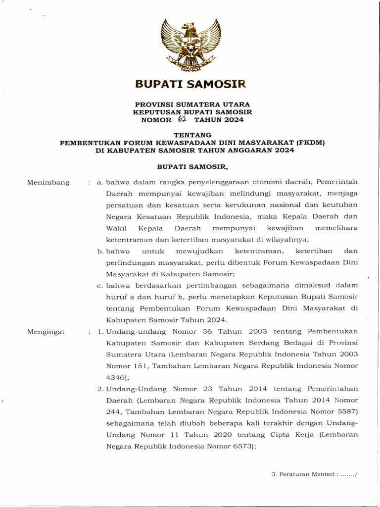 SK_BUPATI_SAMOSIR_NOMOR_62_TAHUN_2024 | PDF