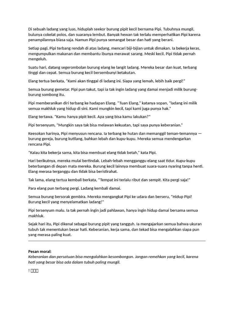 dongeng burung pipit | PDF