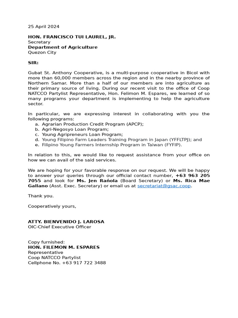 Letter of Intent Government Offices - 093713 | PDF | Philippines ...